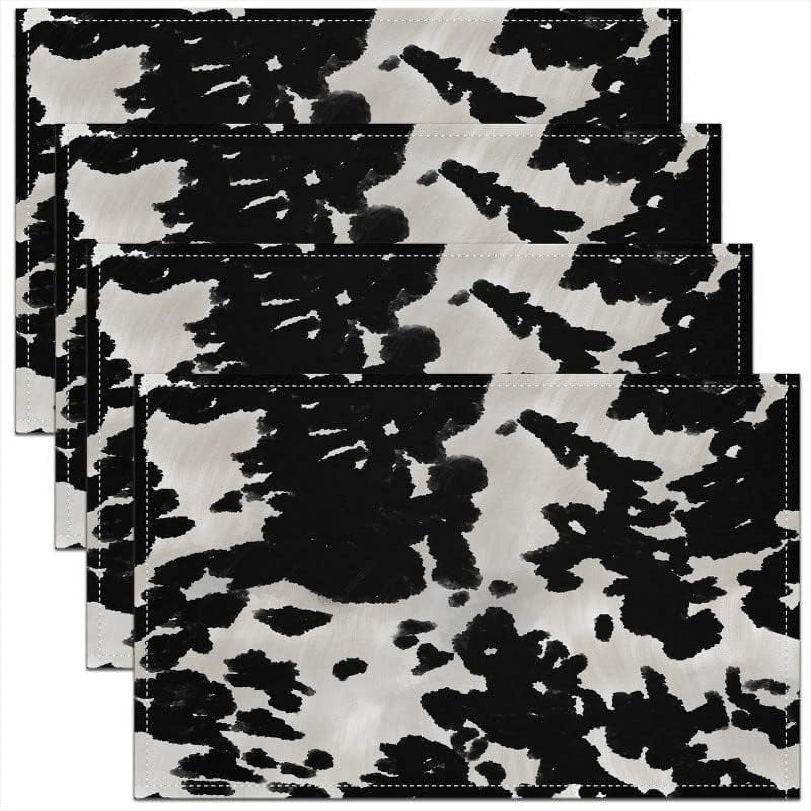Cow Print Placemats 12"x18",Black White Table Place Mats Set of 4 ...