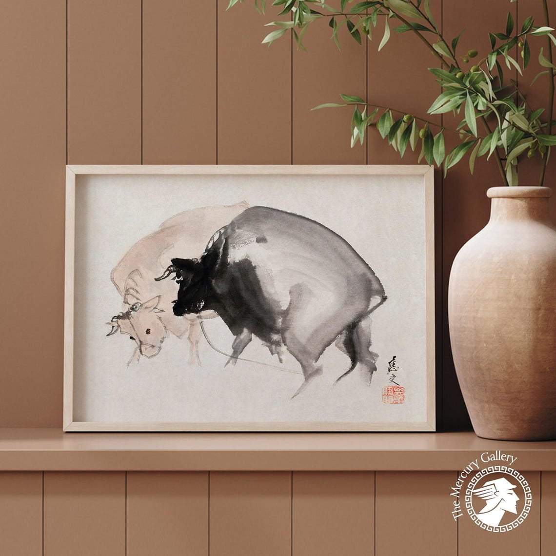 Cow Print Poster, Bull Sketch Art, Neutral Animal Wall Decor For Rustic ...