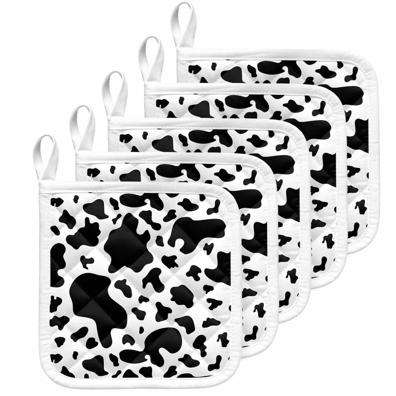 Cow Print Pot Holders for Kitchen Heatproof Potholder, 5 Pack Modern ...