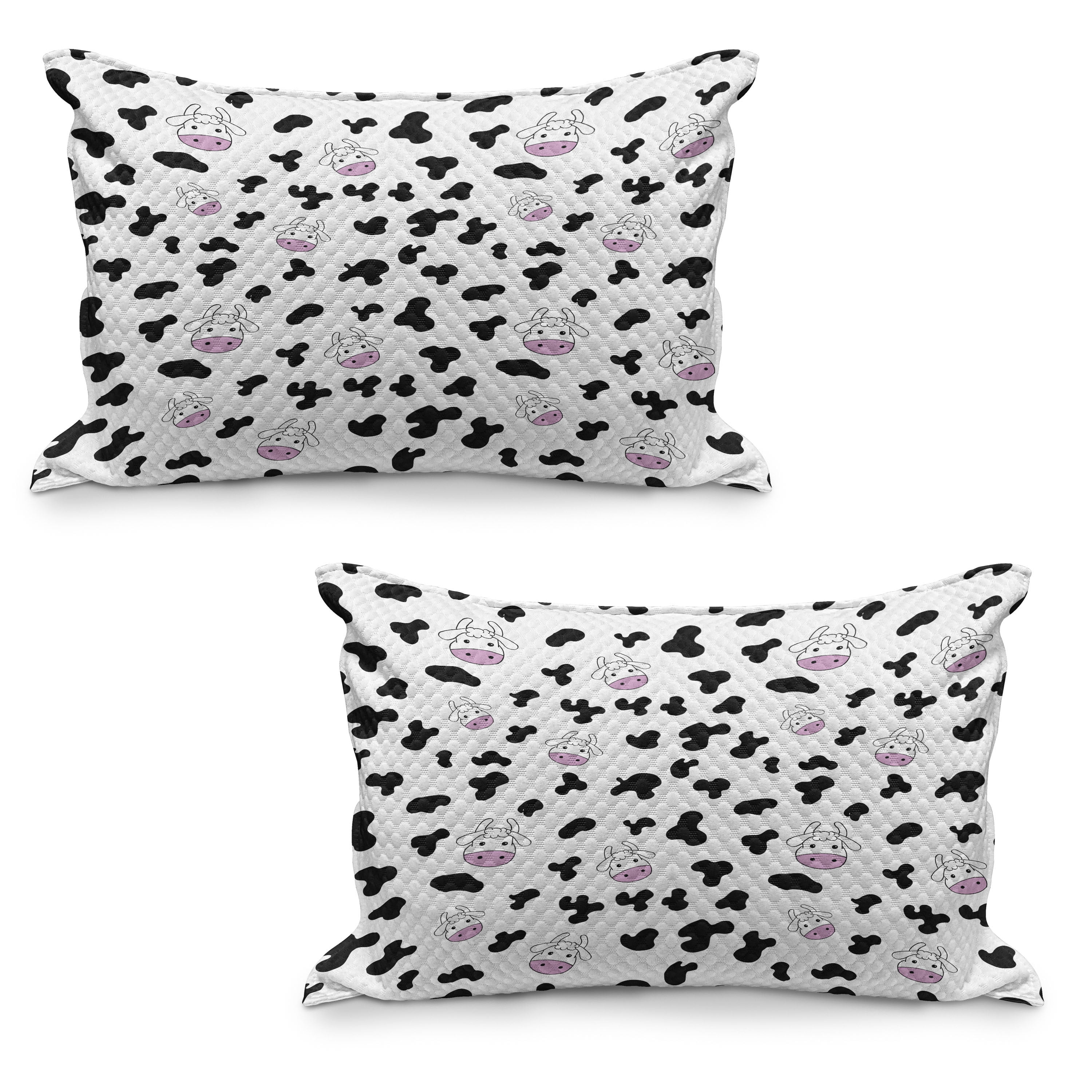 Cow Print Quilted Pillowcover Set of 2, Animal Cow Hide Pattern Doodle ...