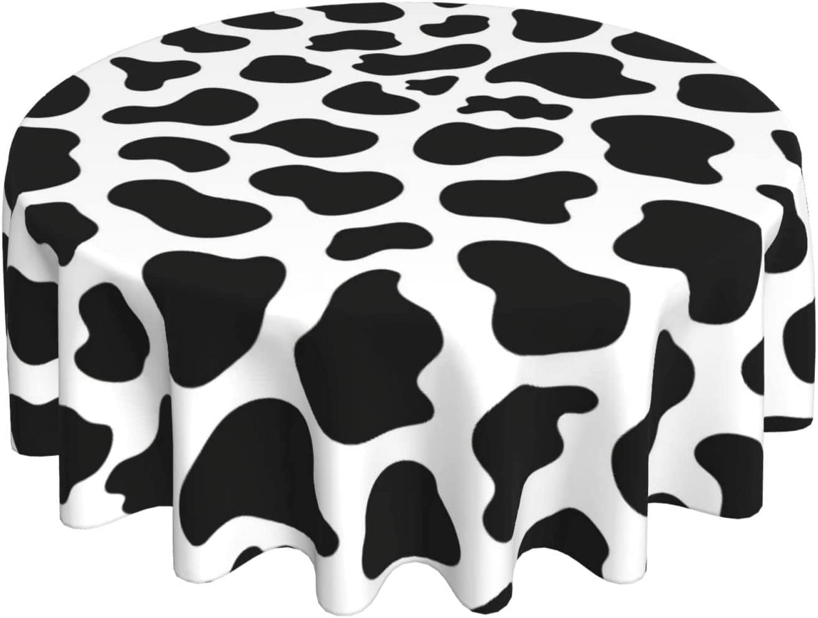 Cow Print Round Tablecloth 60 Inch for Indoor and Outdoor, Waterproof ...