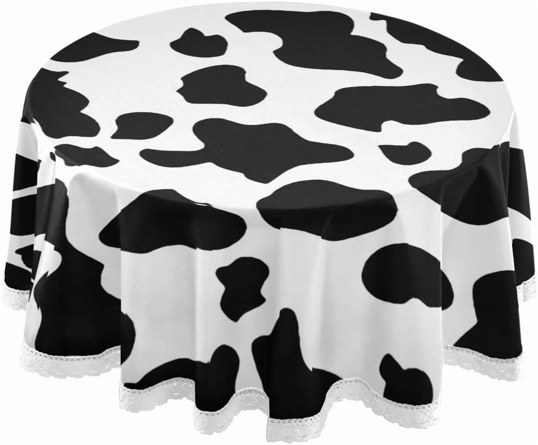 Cow Print Round Tablecloth 60 Inch Waterproof Polyester Table Cover for ...