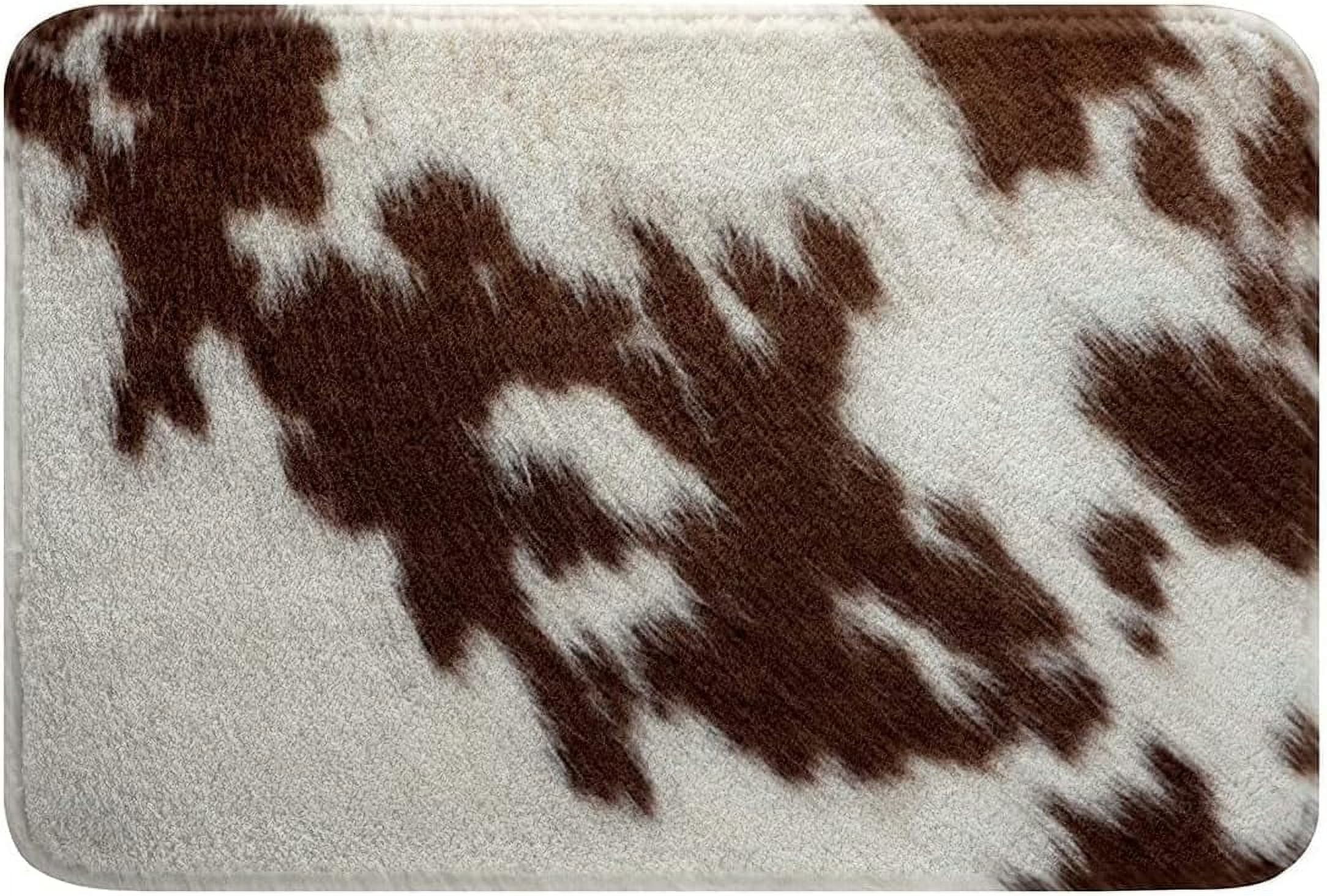 Cow Print Rug, Faux Cowhide Bath Mat Kawaii Animal Fur Door Mat Western ...