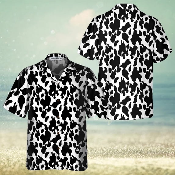 Cow Print Seamless Pattern Hawaiian Shirt, Cow Hawaiian Shirt, Cow ...
