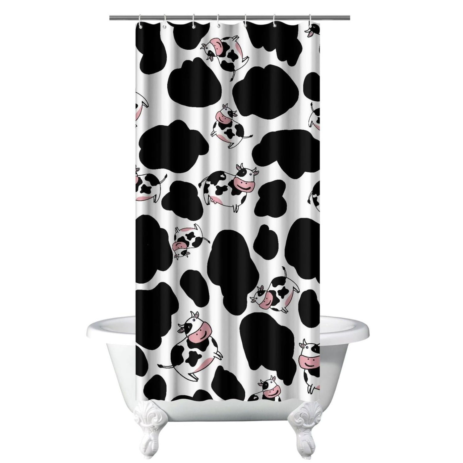 Cow Print Shower Curtain - Black and White Highland Cow Pattern ...