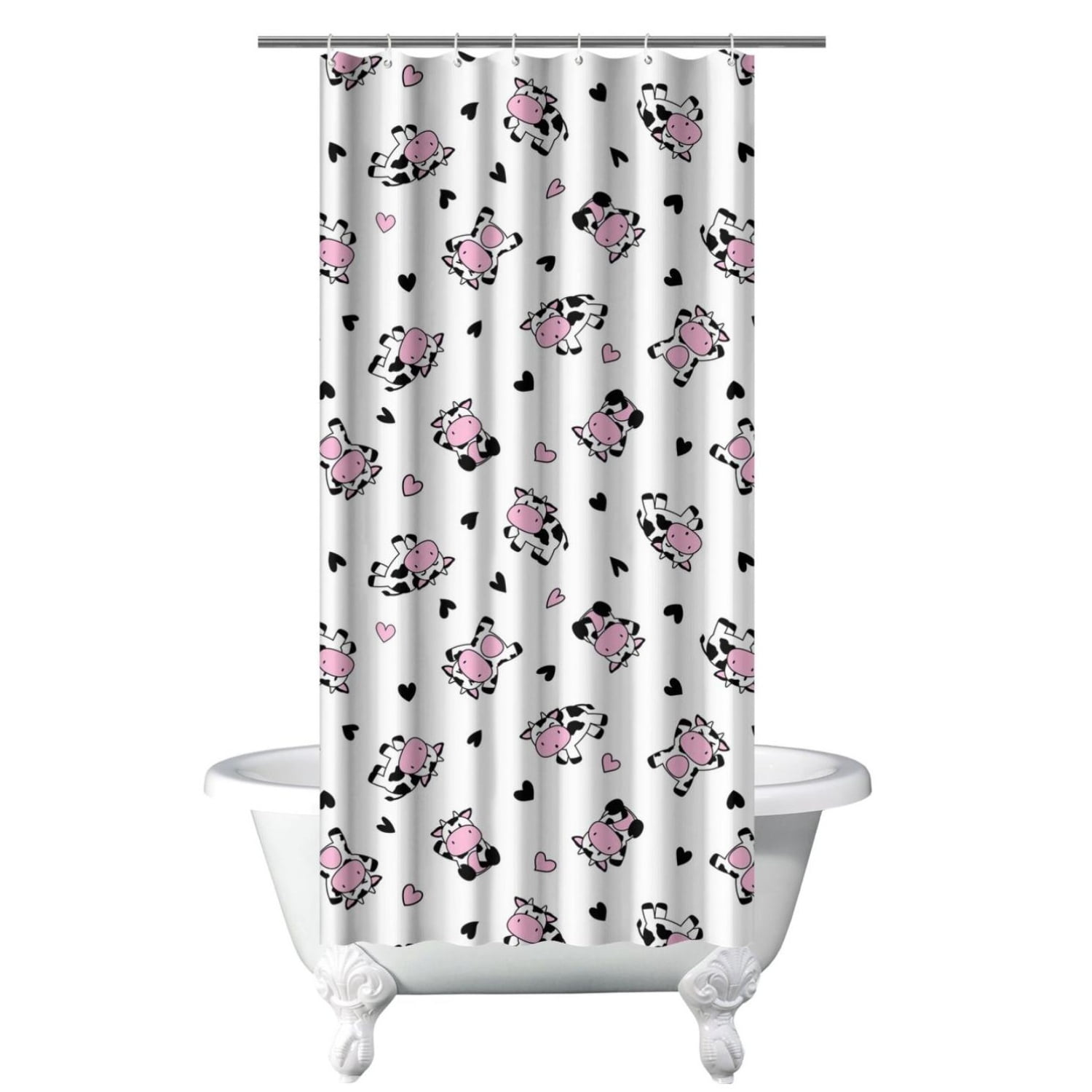 Cow Print Shower Curtain - Black and White Highland Cow Pattern ...