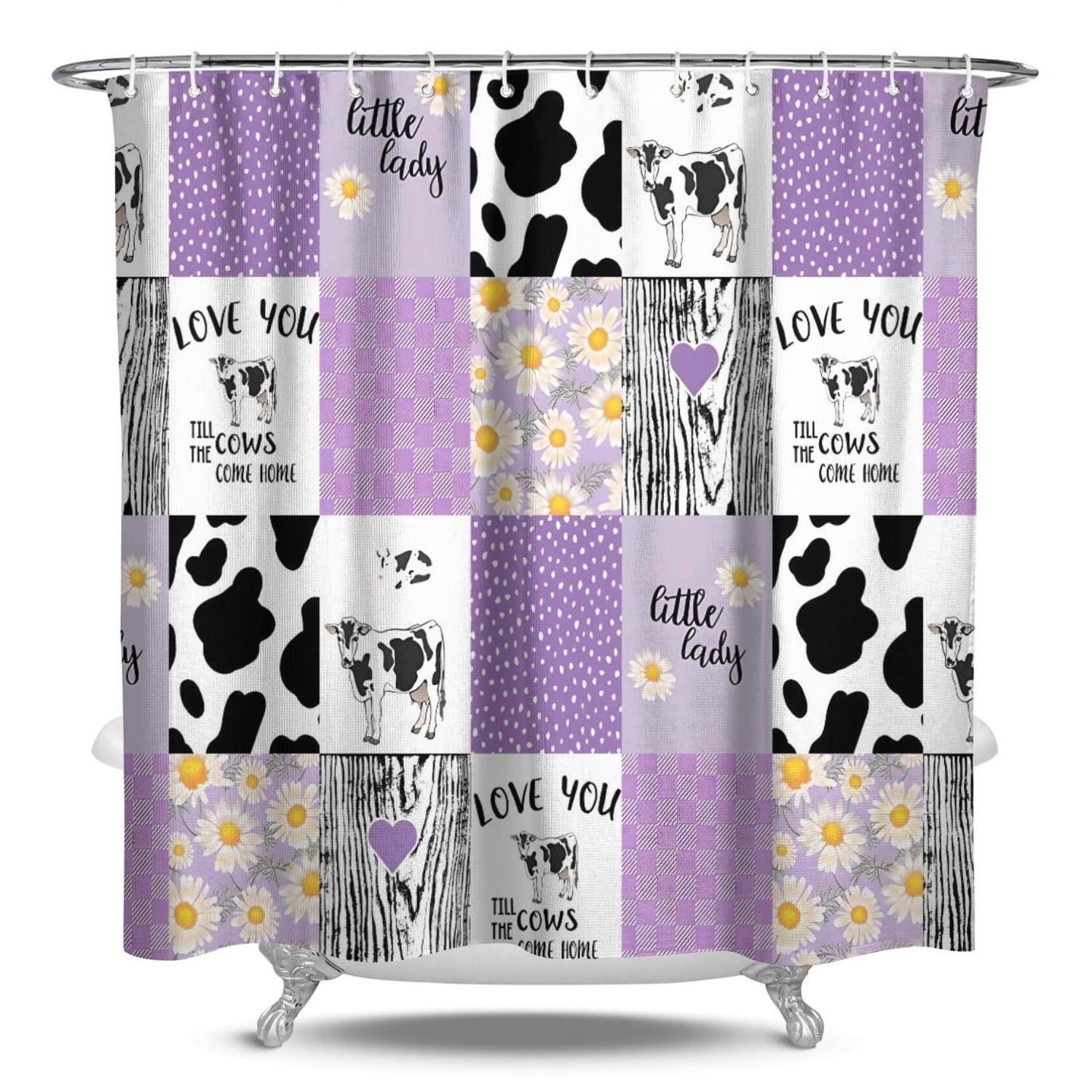 Cow Print Shower Curtain - Black and White Highland Cow Pattern ...