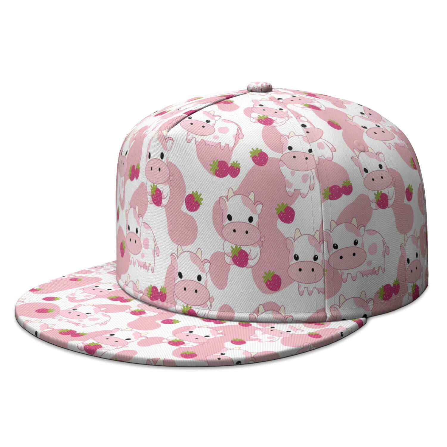 Cow Print Snapback Hat - Flat Brim Baseball Cap for Men & Women ...