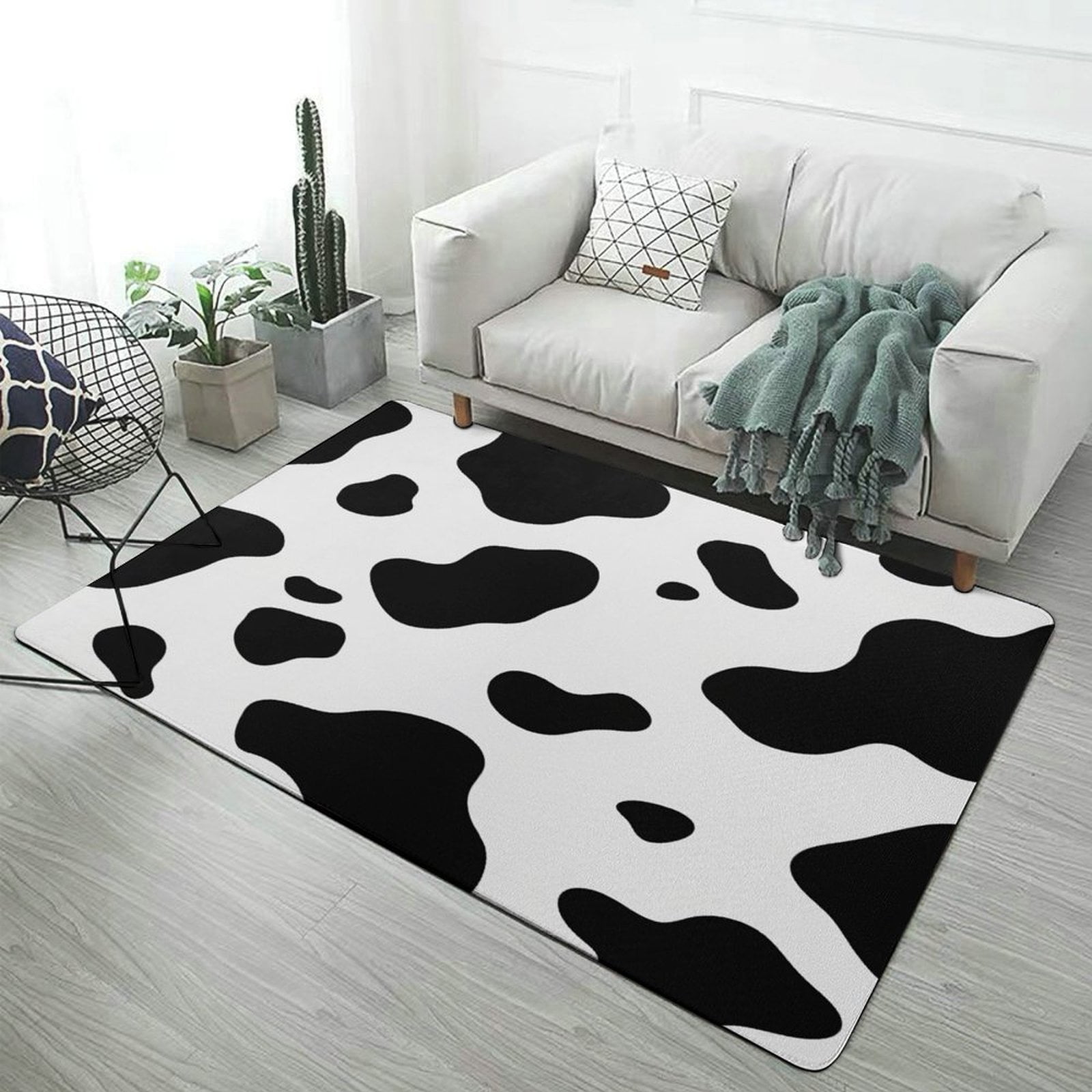 Cow Print Soft Comfy Area Rugs Carpet Suitable Flannel for Living Room ...