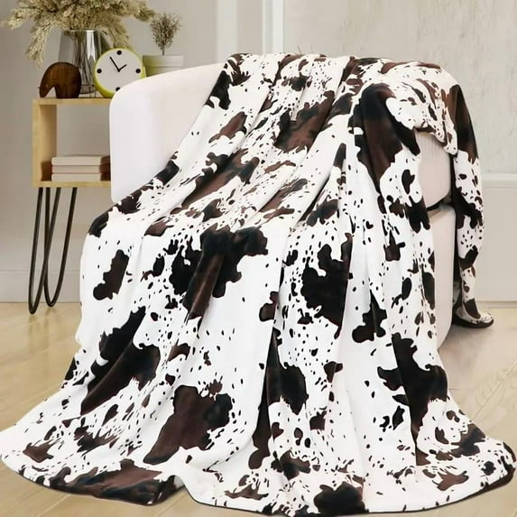 Cow Print Soft Warm Plush Throw Blanket, Christmas Decor Cute Napping ...