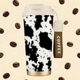 Cow Print Stainless Steel Insulated Coffee Cup with Double Drink Design ...
