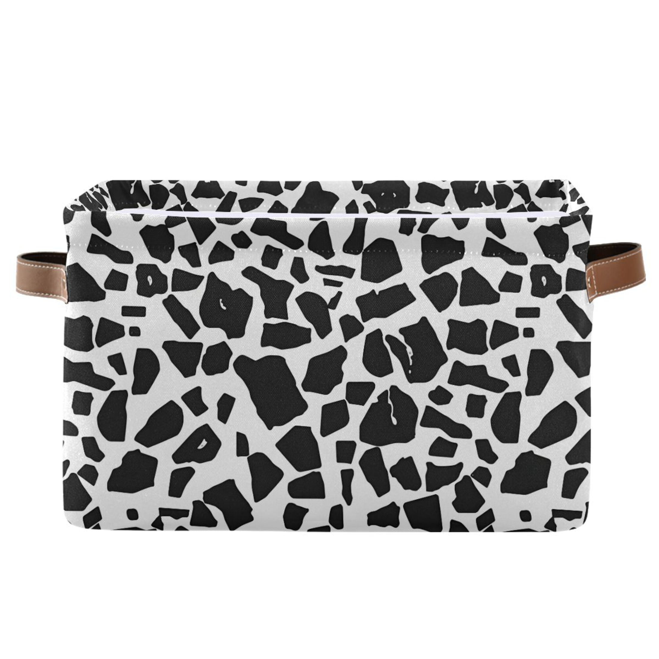 Cow Print Storage Bins with Handle Fabric Organizer Basket Foldable Box ...