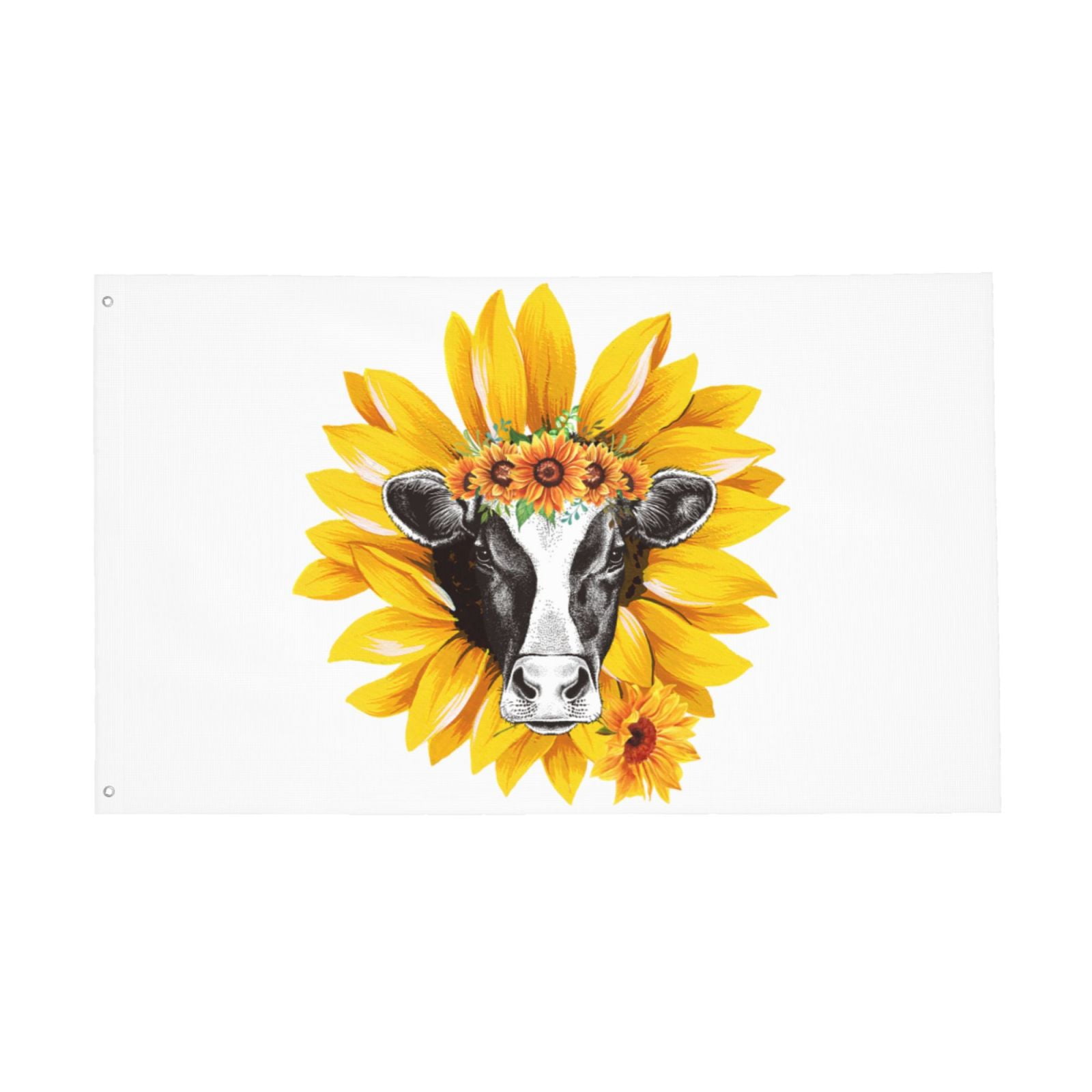 Cow Print Sunflower Flag 3x5 Ft Outdoor Indoor With Grommet Garden Yard ...