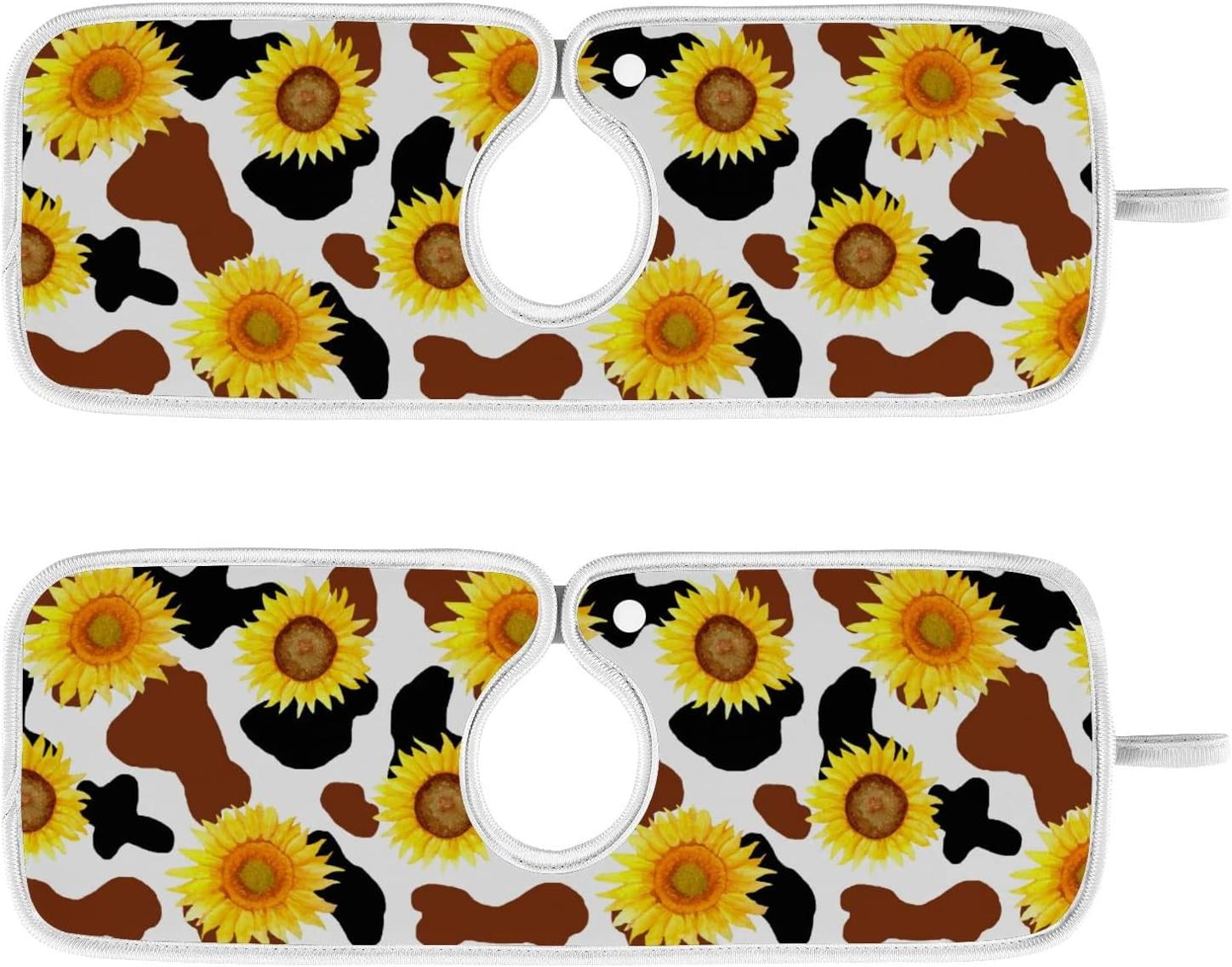 Cow Print Sunflower Sink Splash Guard for Faucet 2 Packs Faucet ...