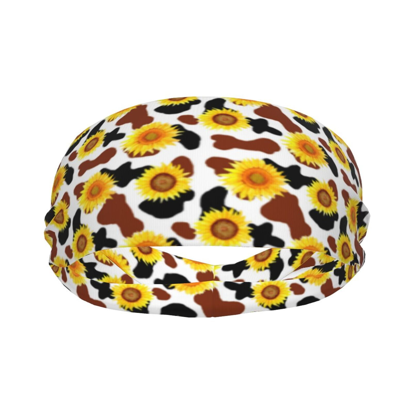 Cow Print Sunflower Sports Headbands for Men/Women Workout Headband ...