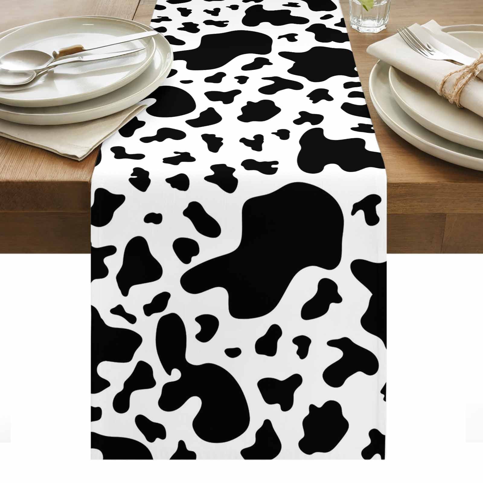 Cow Print Table Runner - 120 Inch Long, Kitchen Dining Table Runner ...