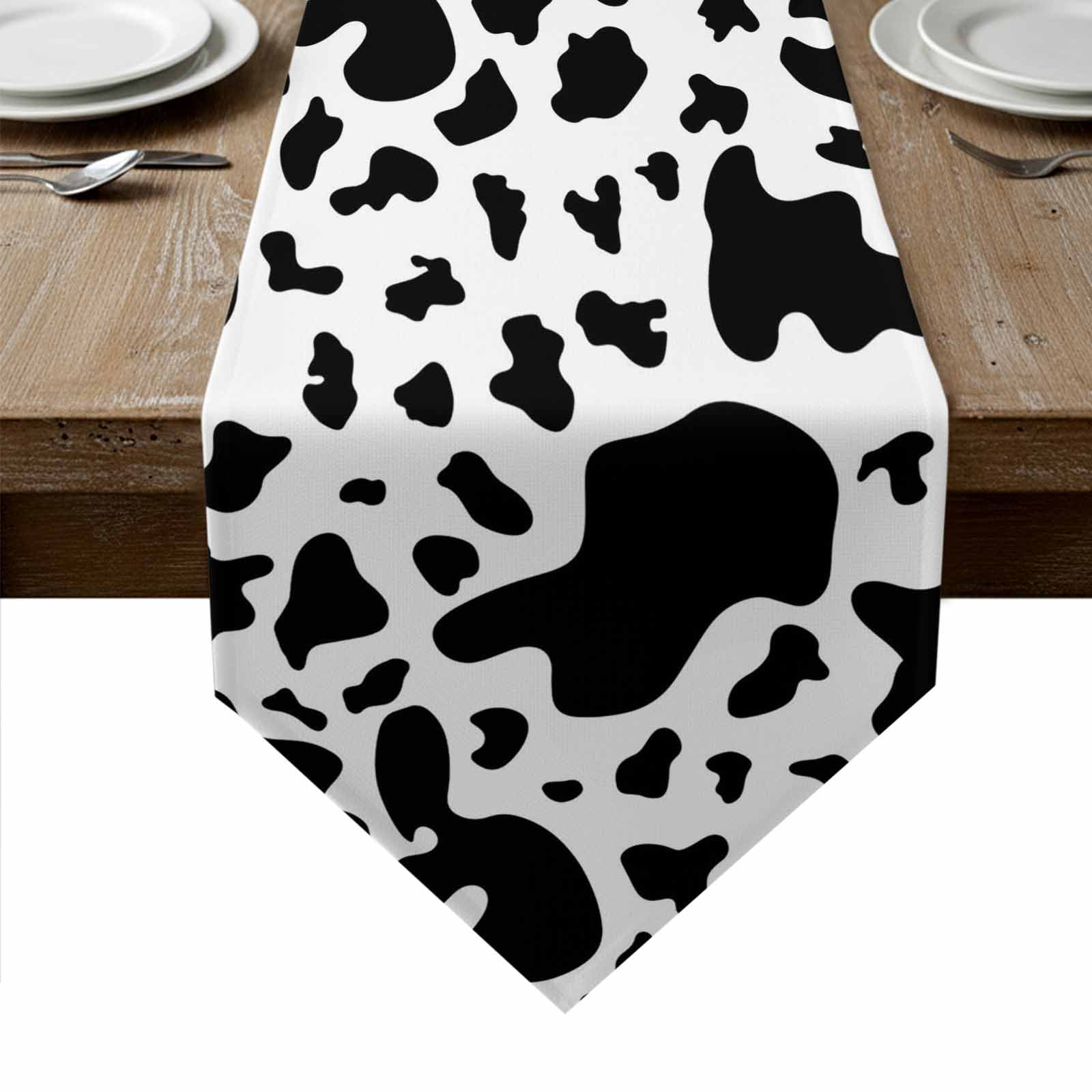 Cow Print Table Runner Linen Burlap Table Runner 72 Inches Long Modern ...