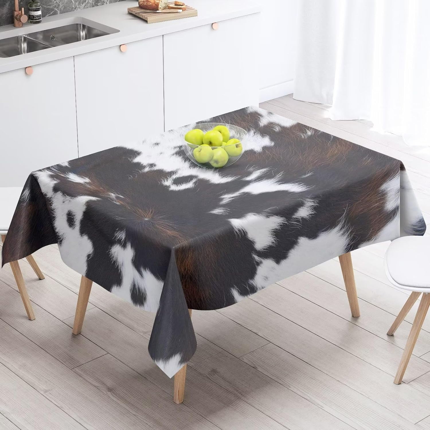Cow Print Tablecloth, Cow Hide Pattern with Spots Farm Life with Cattle ...