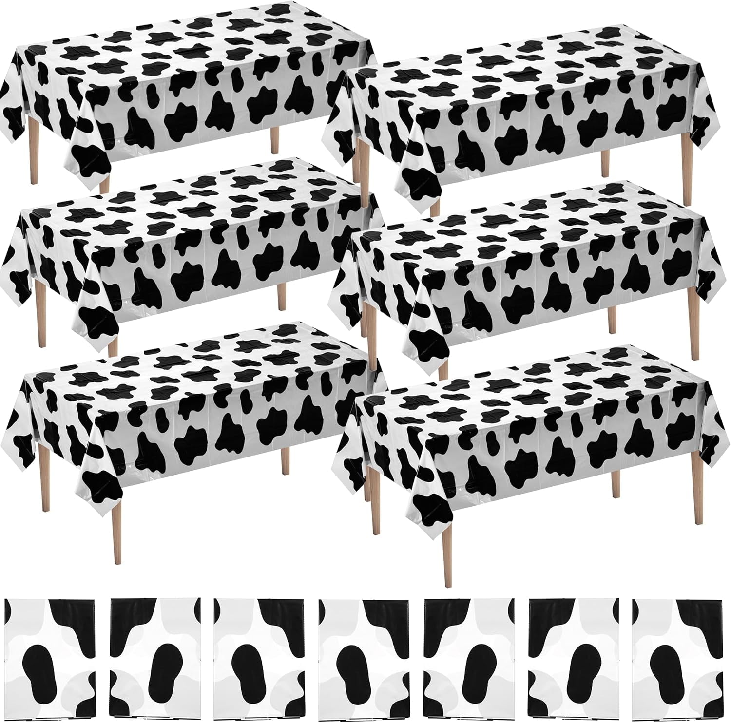 Cow Print Tablecloth (Pack of 6) 54 X 72 Inch Tablecloths for Cow ...