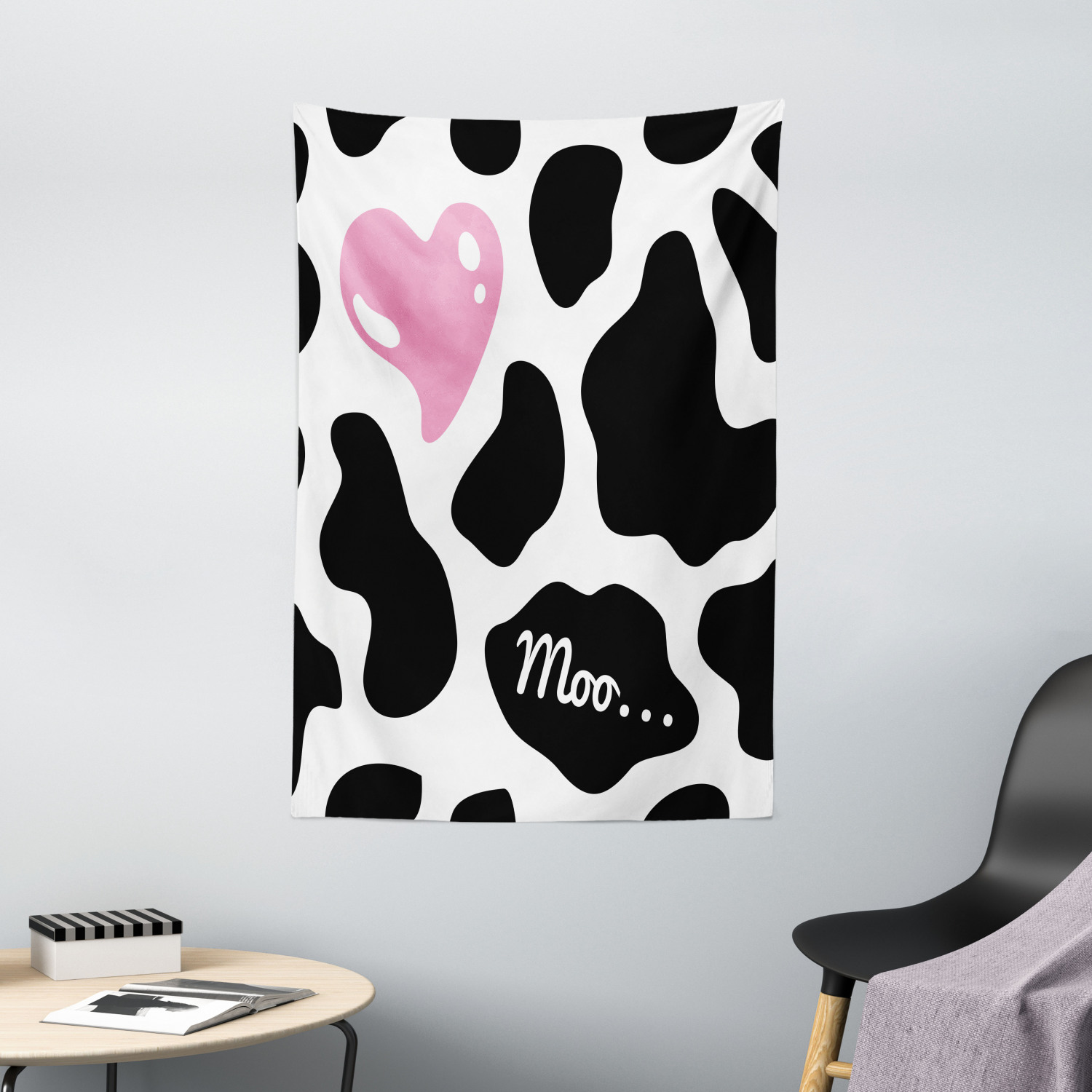Cow Print Tapestry, Camouflage Hide Pattern in Black and White with ...