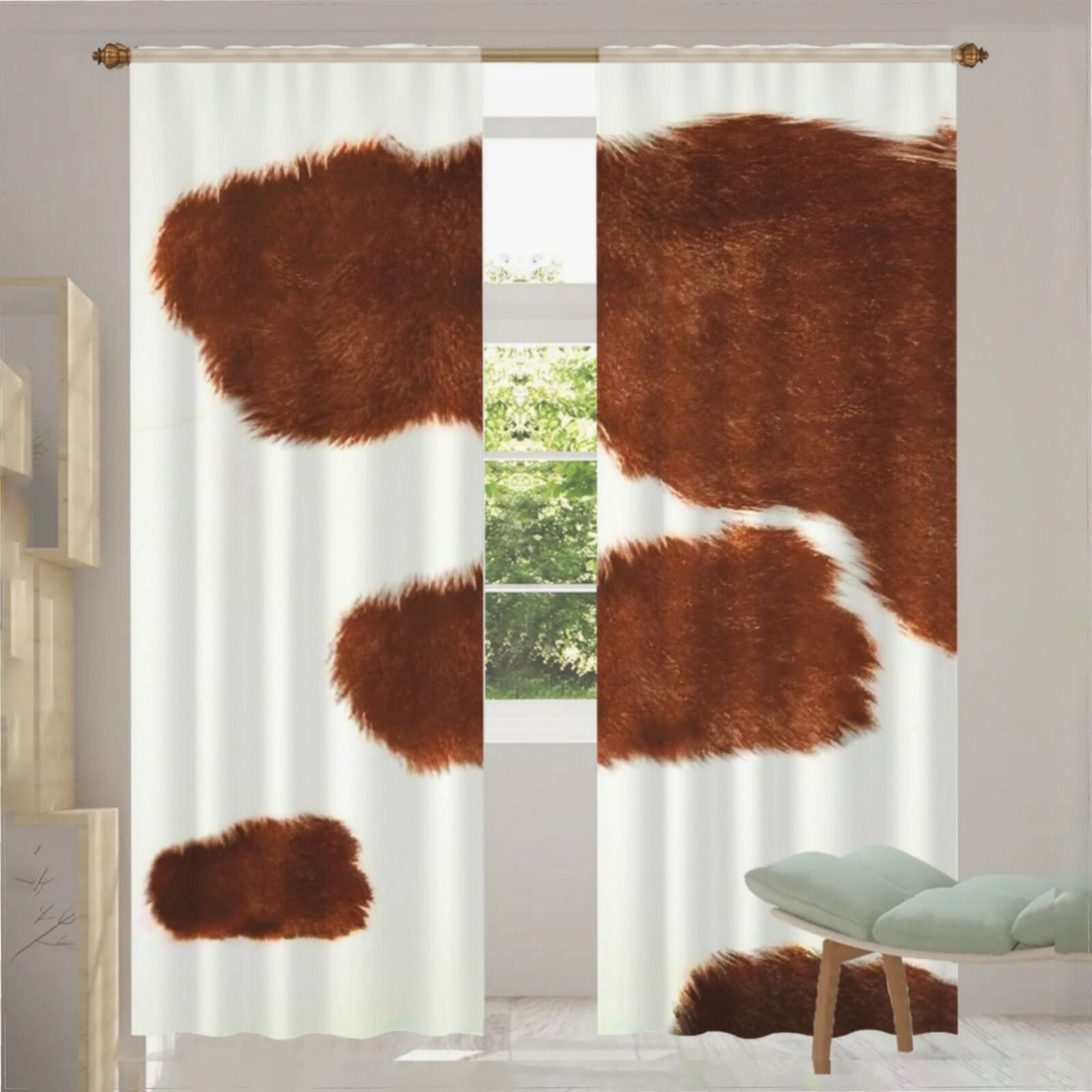 Cow Print Texture Curtains for Living Room Bedroom Decor Transparent ...
