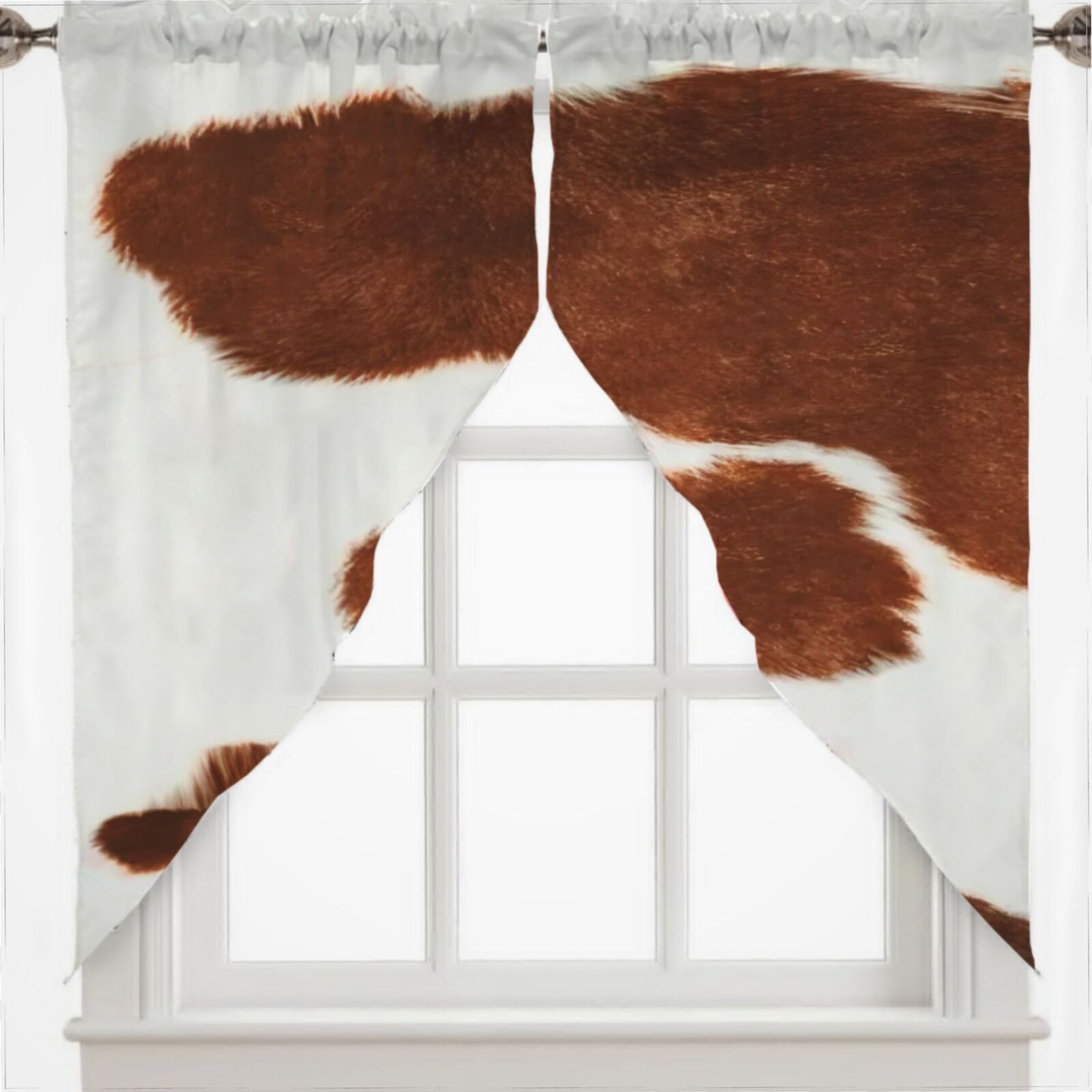 Cow Print Texture Swag Valances For Windows 2 Pack For Kitchen Living ...