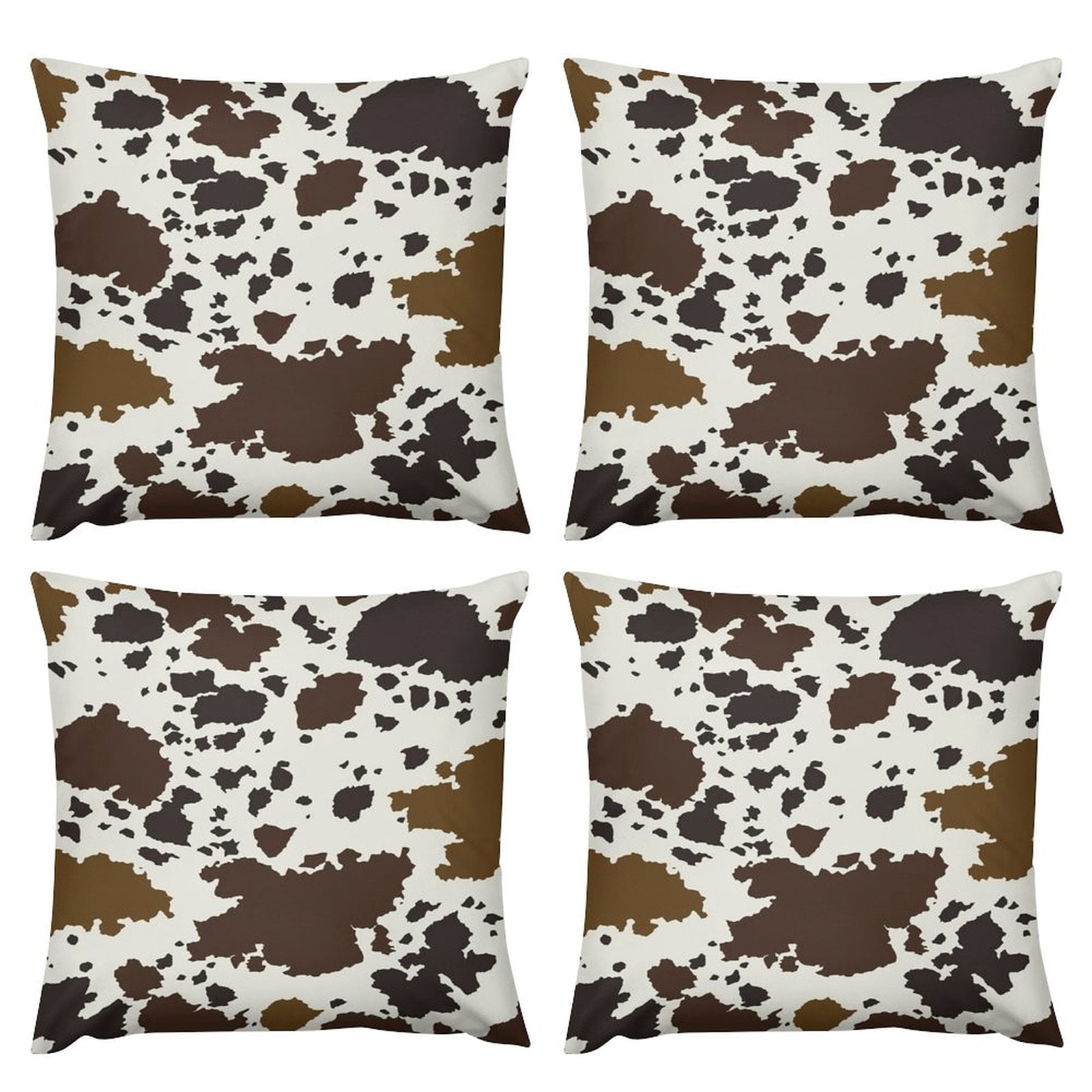Cow Print Textures 4 Pcs Cushion Covers Sofa Cushion Covers Short Plush ...