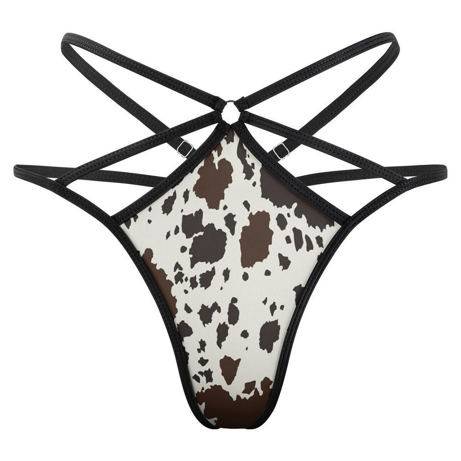 Cow Print Textures Open Type Women's Panties Crotch Opening G-strings ...