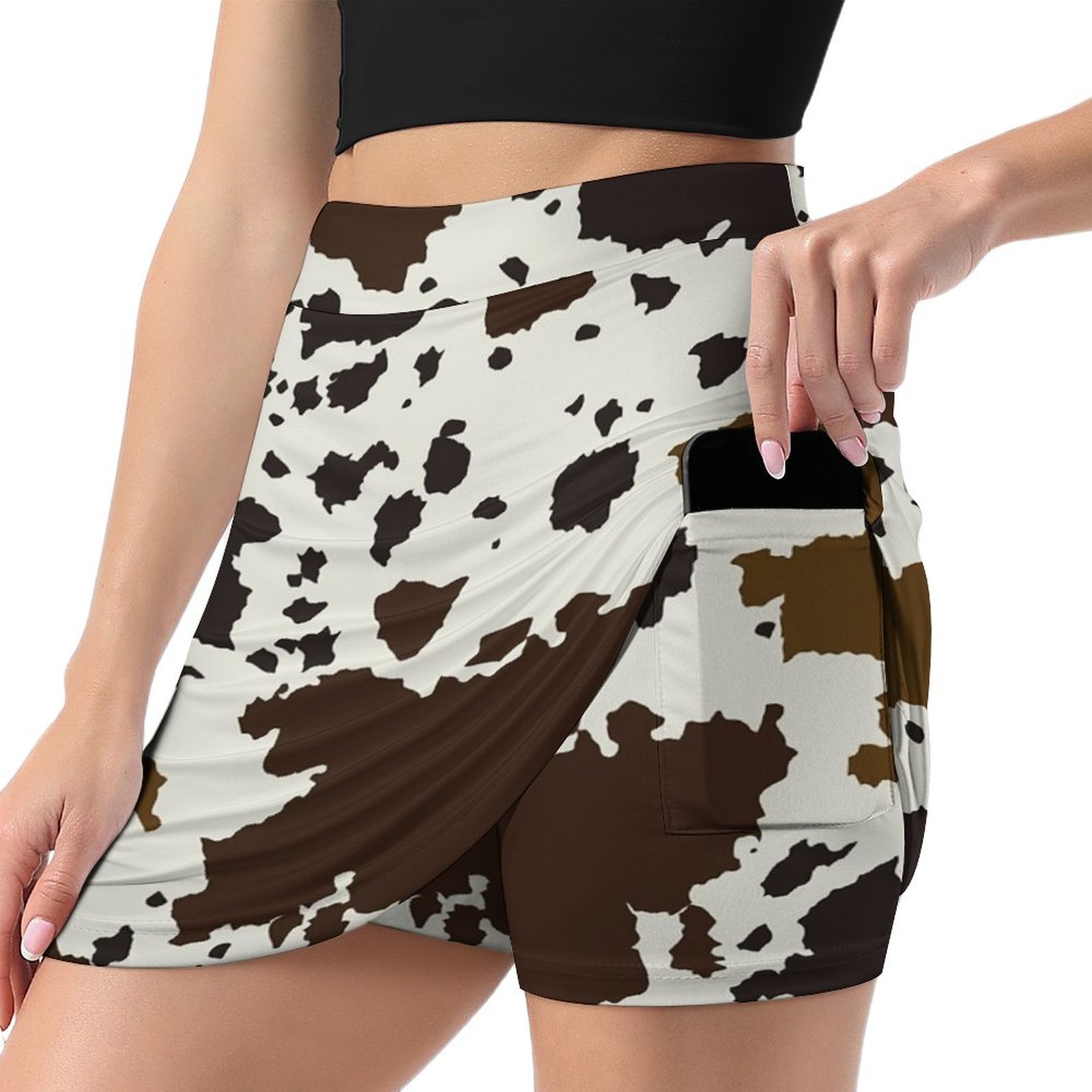 Cow Print Textures Women's Shorts Non-Slip Single Pocket A-line Trouser ...