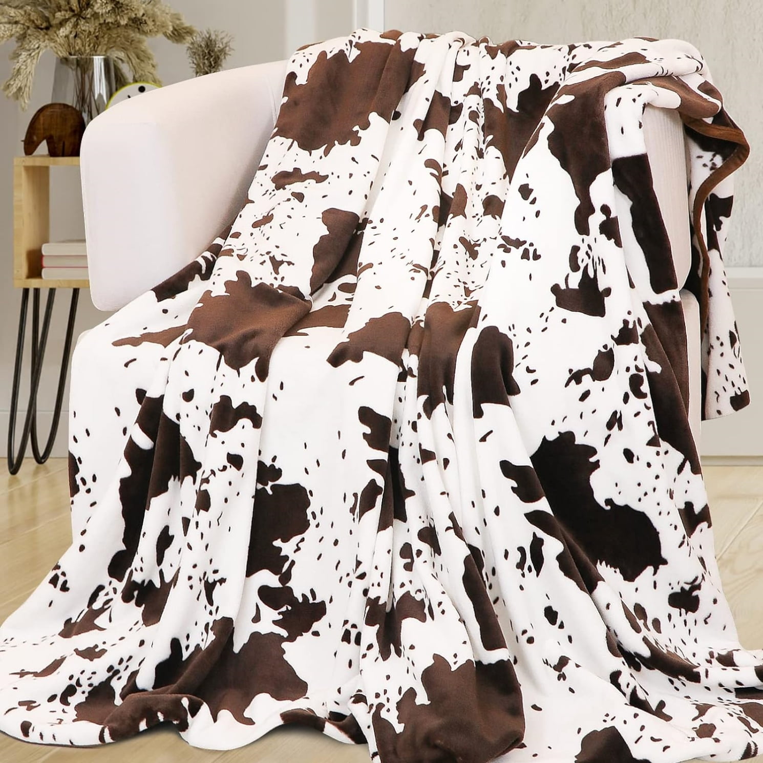 Cow Print Throw Blanket 50x60 Inches Soft Cozy Fleece Western Farmhouse ...