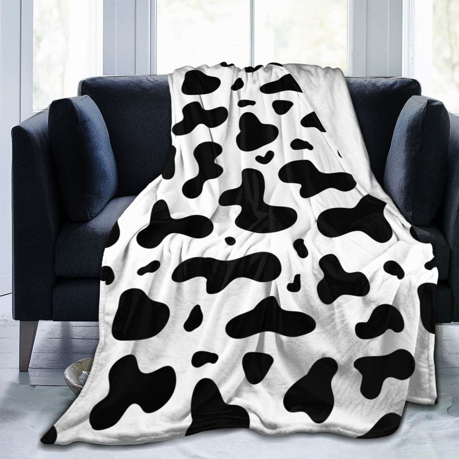 Cow Print Throw Blanket Soft Cozy Warm Durable Fuzzy Flannel Blankets ...