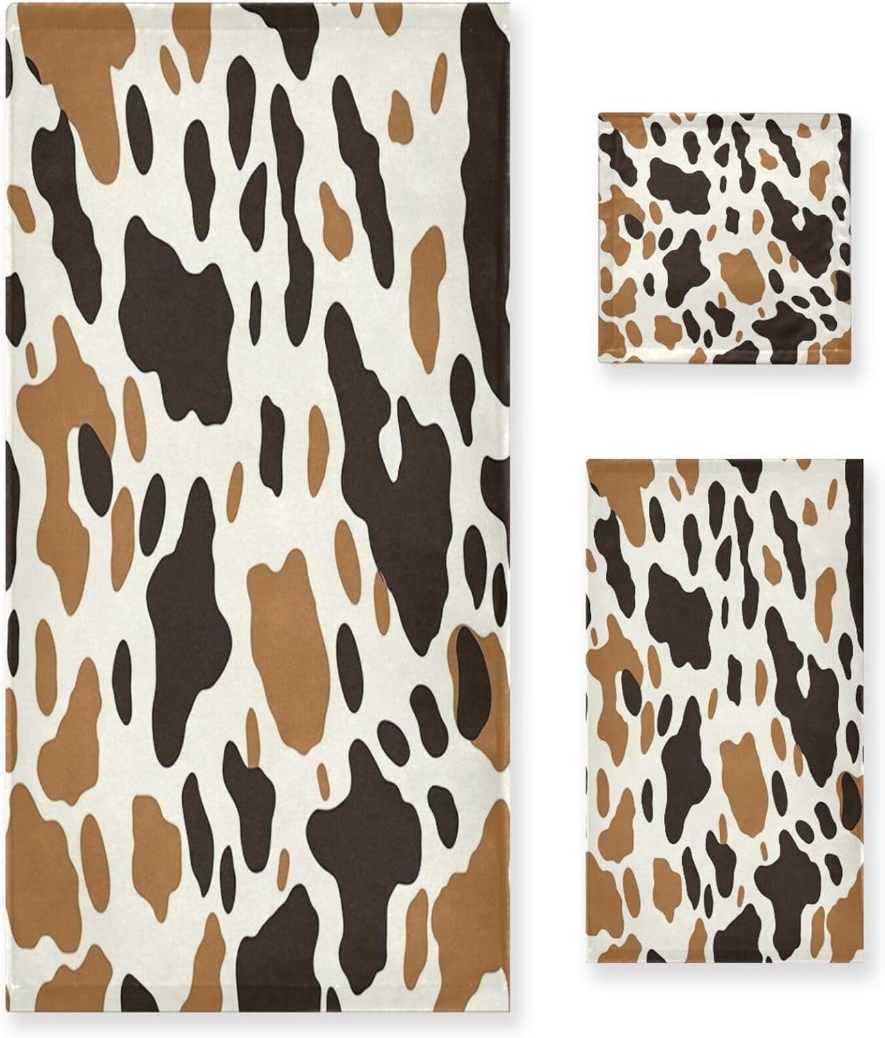 Cow Print Towels 3 Pack Bath Towels for Bathroom Set Soft Cotton Highly ...