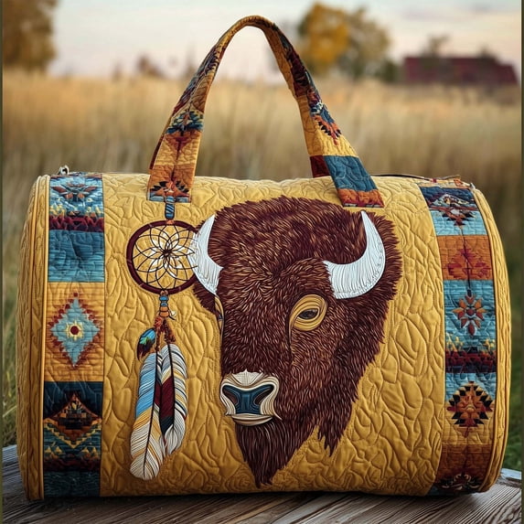 Cow Print Travel Bag - Quilted Embroidered Handbag, Water-Resistant ...