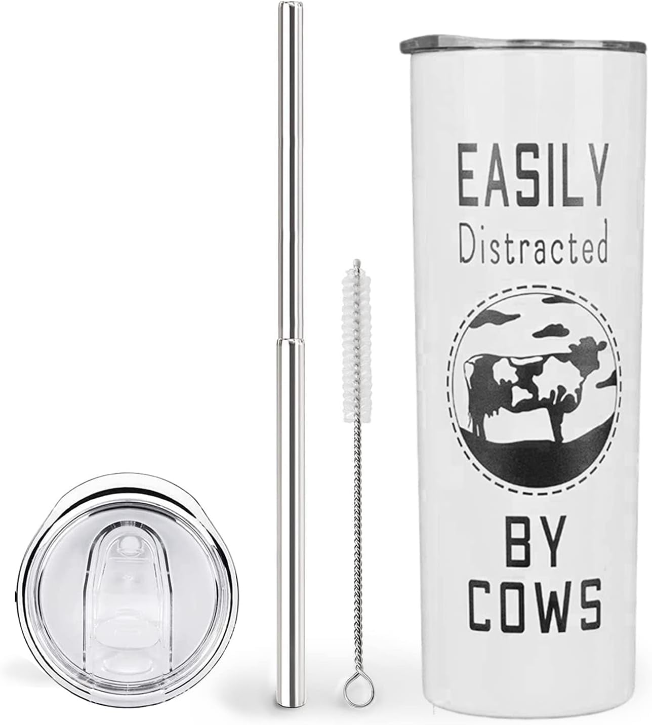 Cow Print Tumbler with Lid and Straw - Cow skinny tumblers - Stainless ...