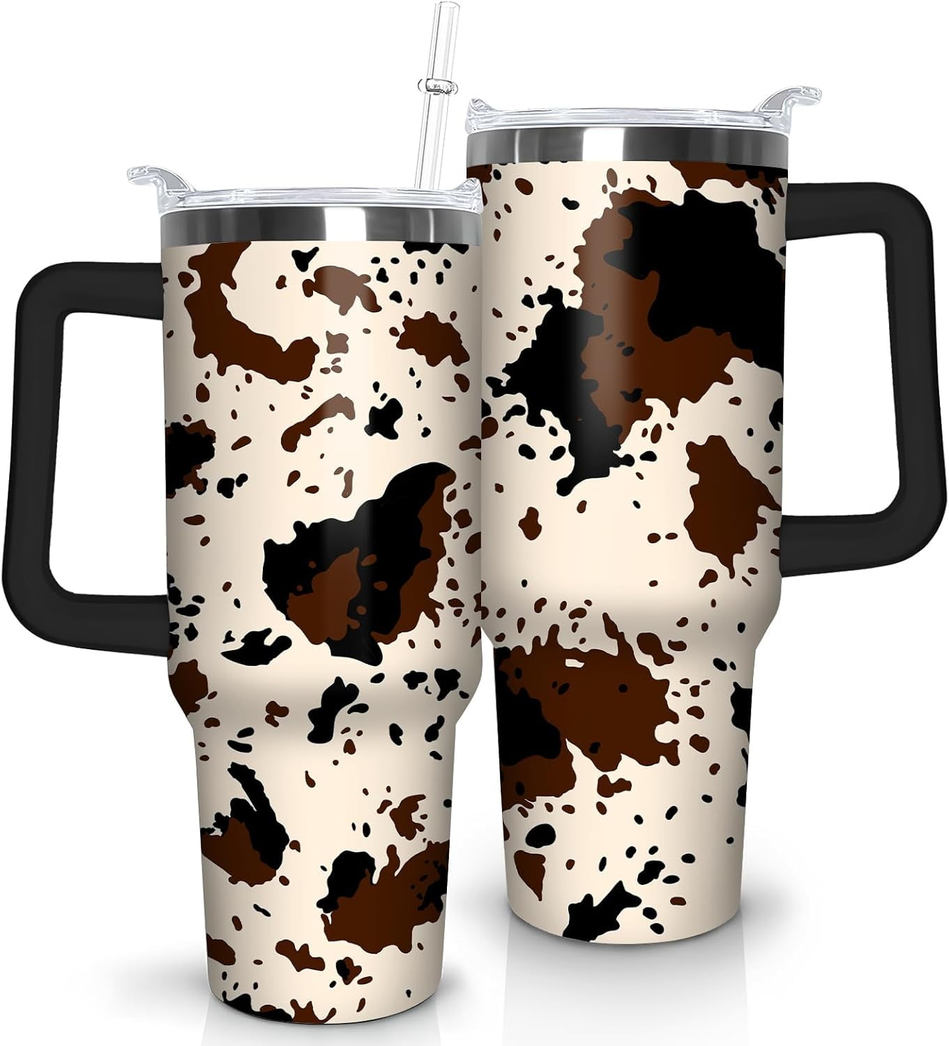 Cow Print Tumbler with Lid and Straw, Stainless Steel 40oz Tumbler with ...