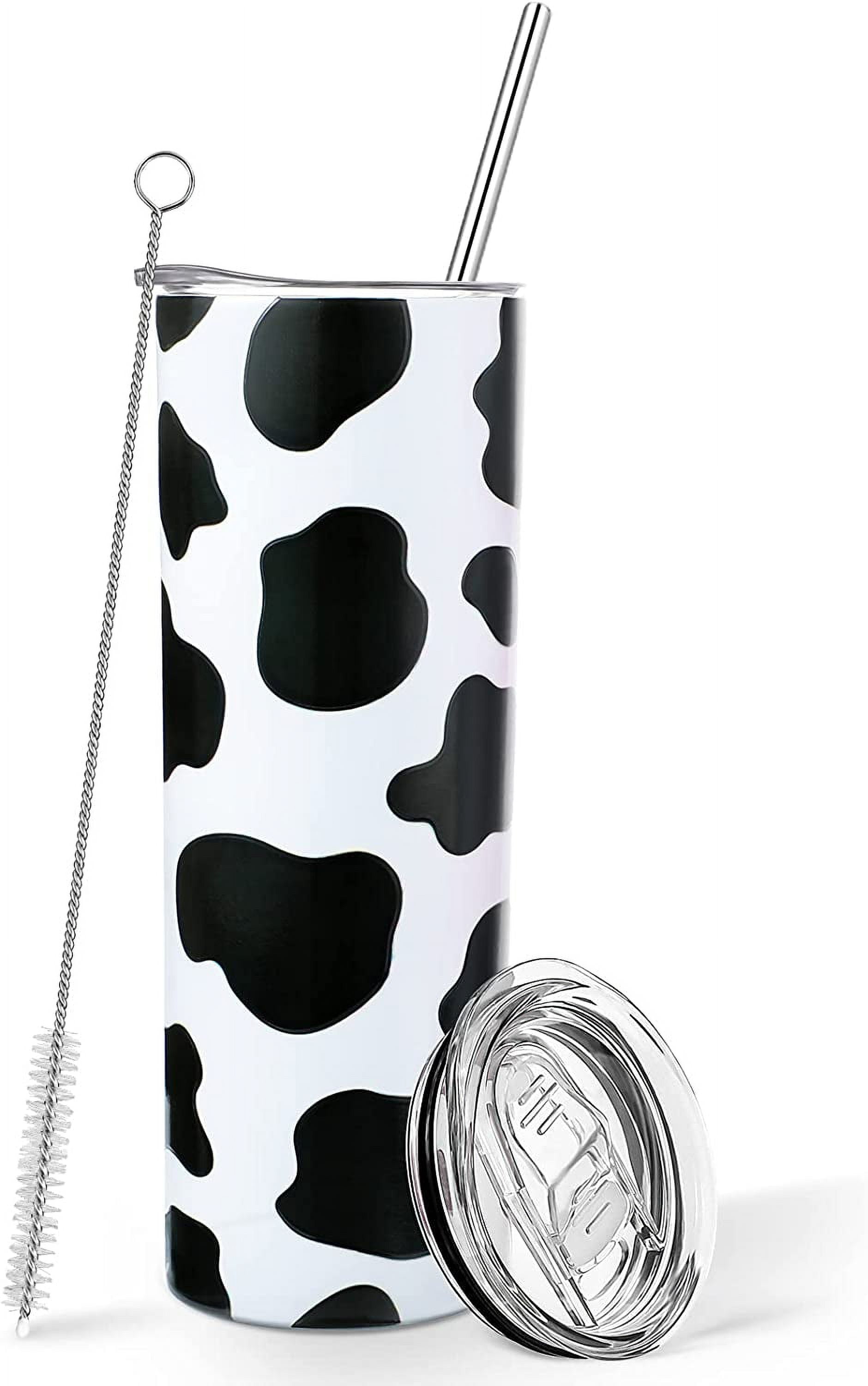 Cow Print Tumbler with Lid and Straw Stainless Steel Insulated Thermal ...