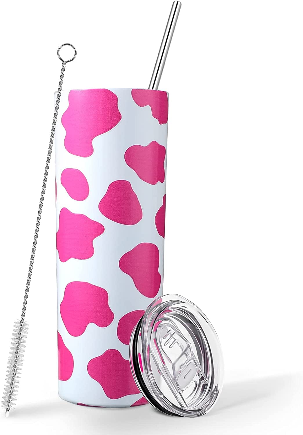 Cow Print Tumbler with Lid and Straw Stainless Steel Insulated Thermal ...