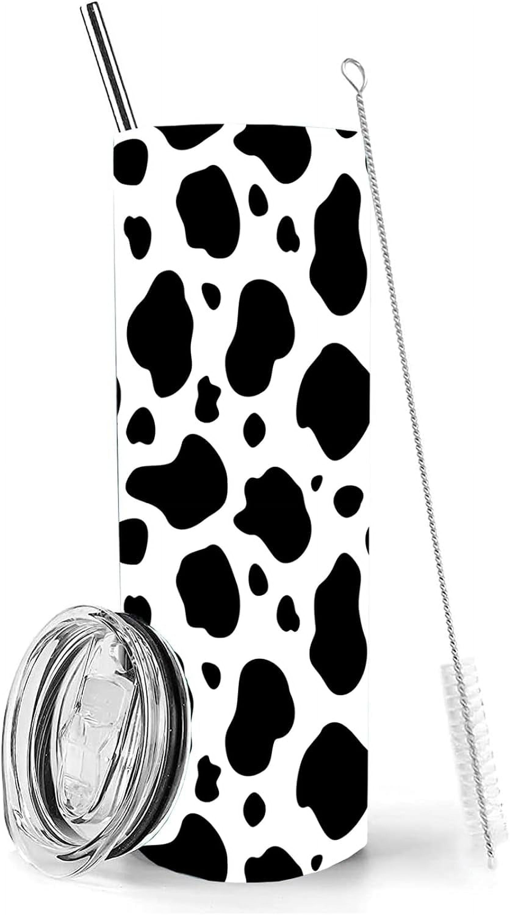 Cow Print Tumbler with Lid and Straw，20oz Insulated Cow Print Skinny ...