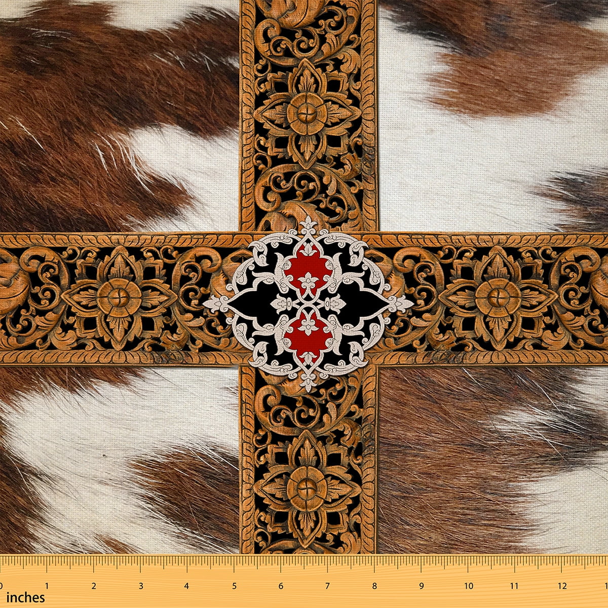 Cow Print Upholstery Fabric, White Brown Cowhide Fabric by the Yard ...