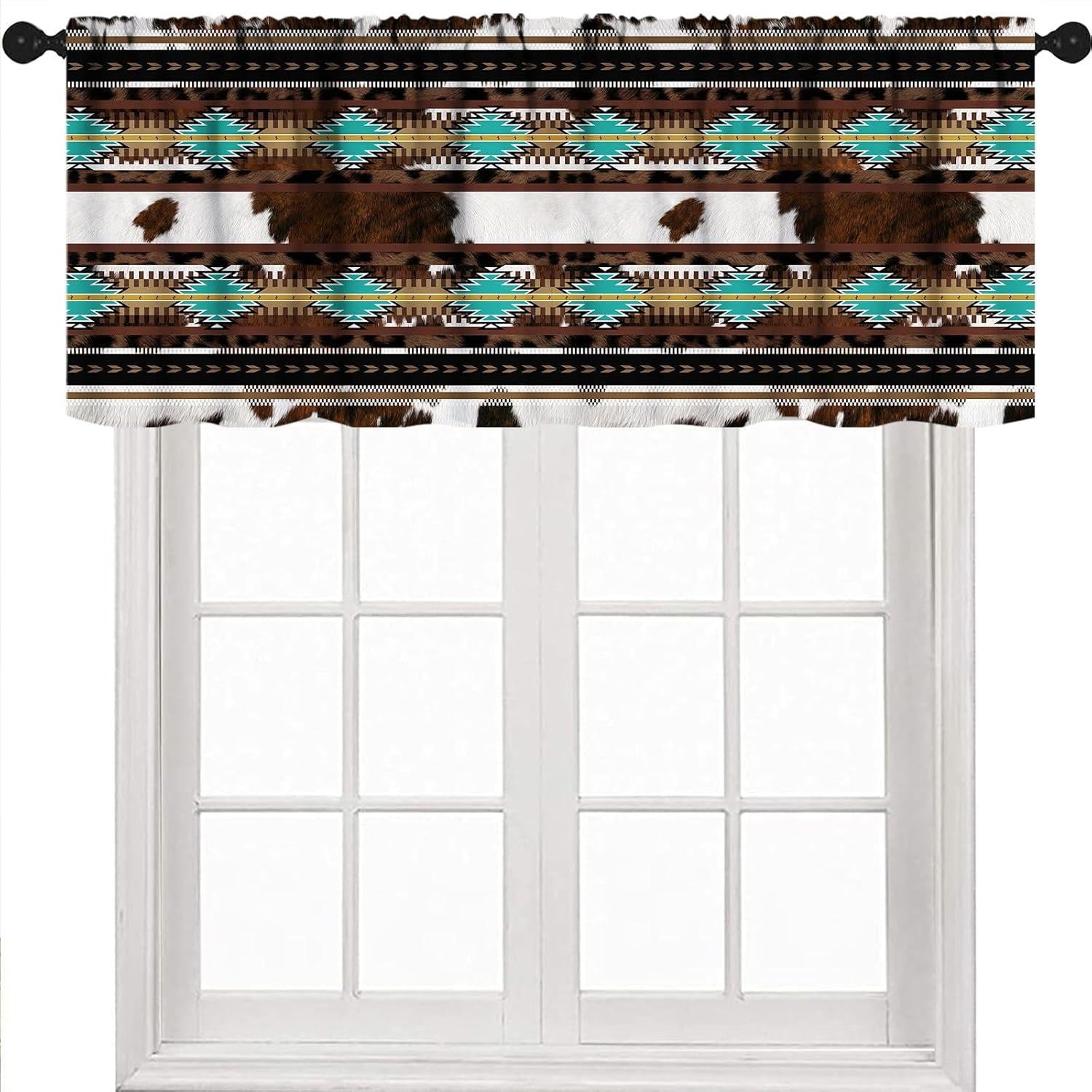 Cow Print Valance,Brown Cowhide Rustic Farm Animal Fur for Bedroom ...