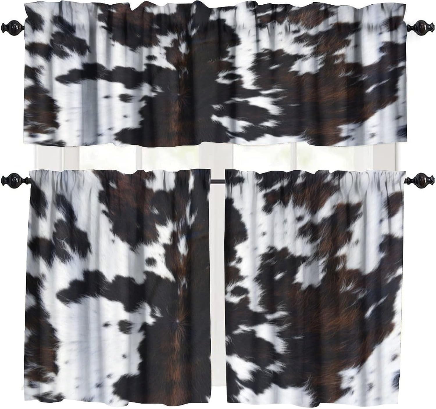 Cow Print Valance Curtain Animal Fur Skin Cowhide Western Farm Wild ...