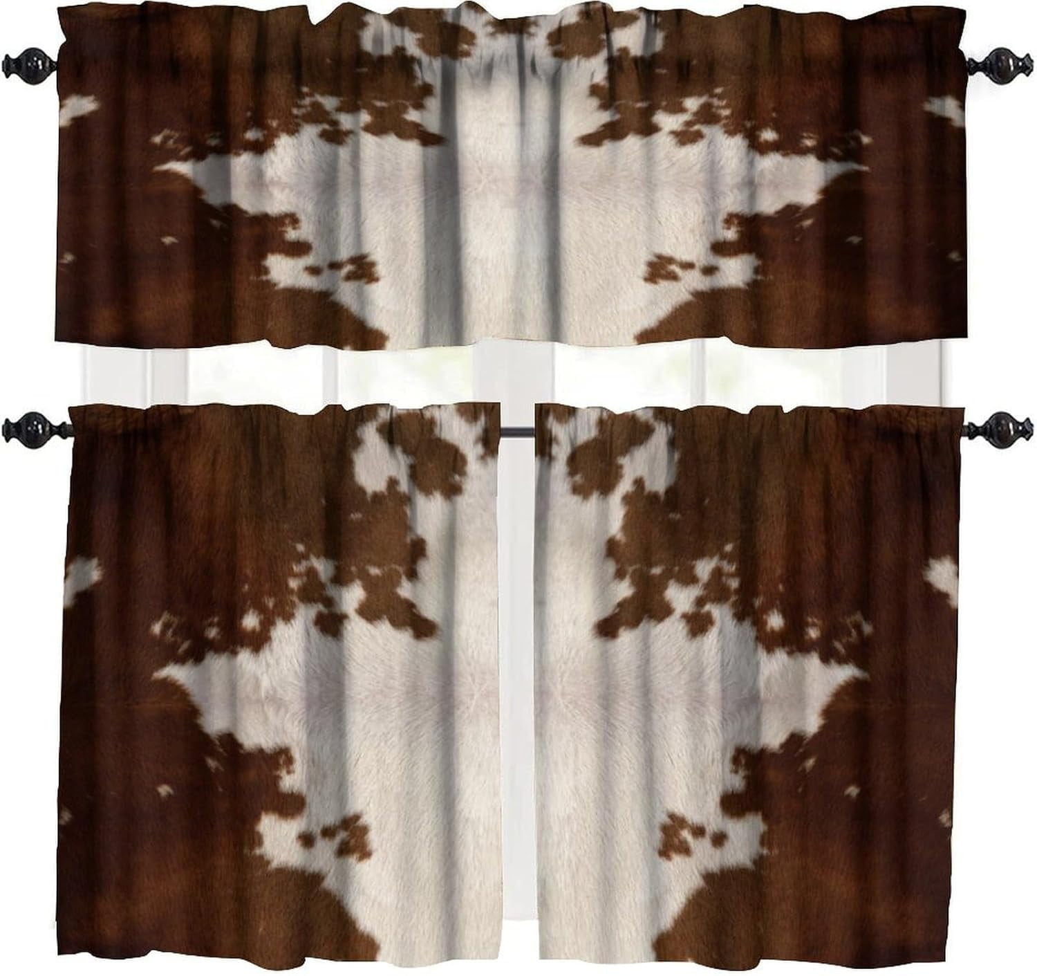 Cow Print Valance Curtain for Kitchen, Window Treatment Rustic Farm ...