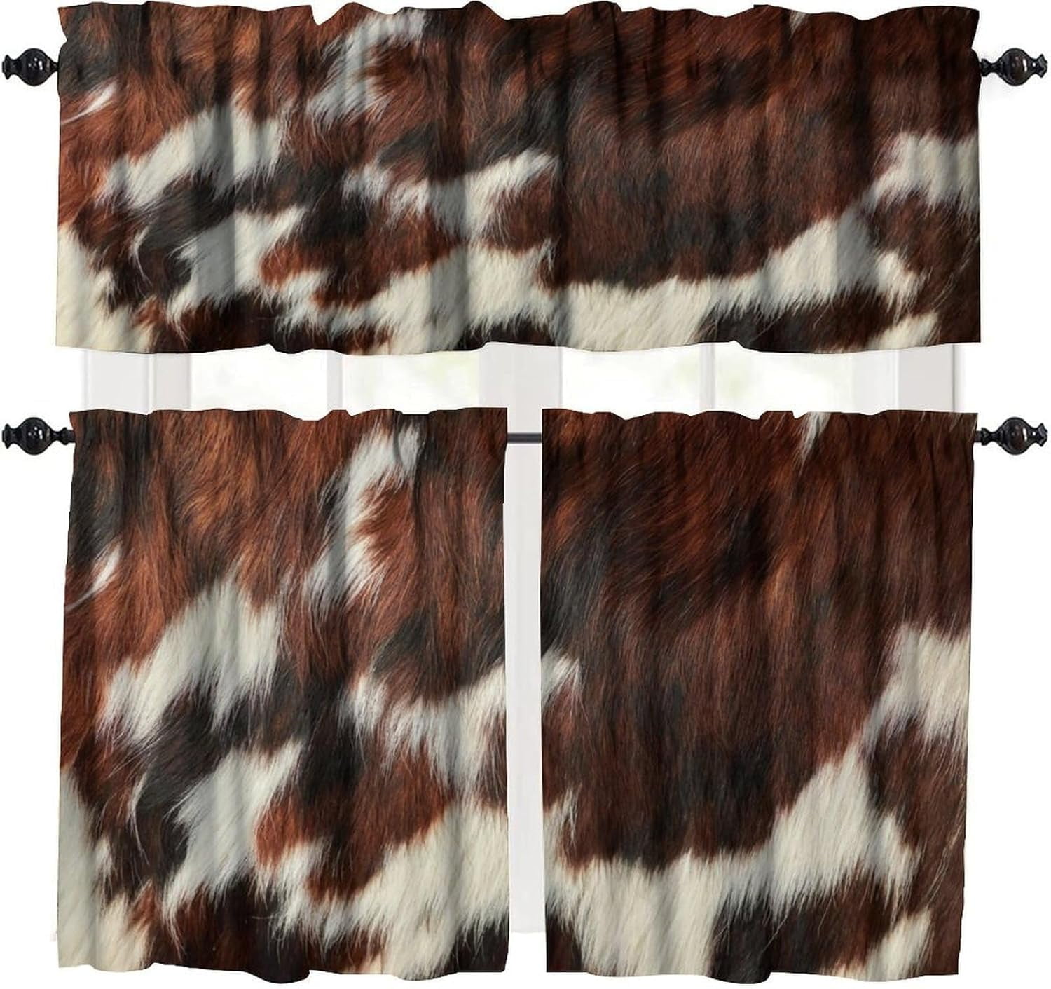 Cow Print Valance Curtain for Kitchen, Window Treatment Western Rustic ...