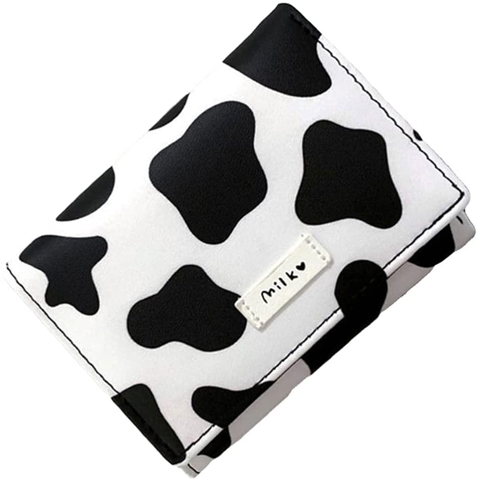 Cow Print Wallet Kawaii Wallet PU Tri- Folded Cow Print Purse Cute ...