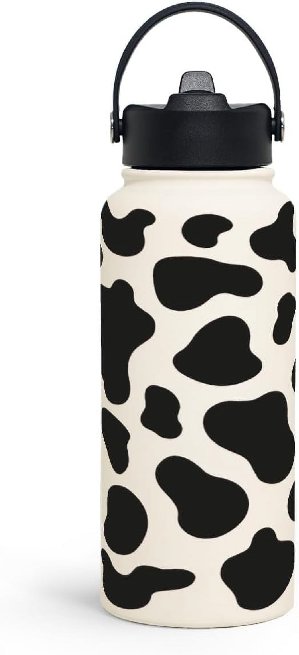 Cow Print Water Bottle 32oz Stainless Steel Vacuum Insulated with Lid ...