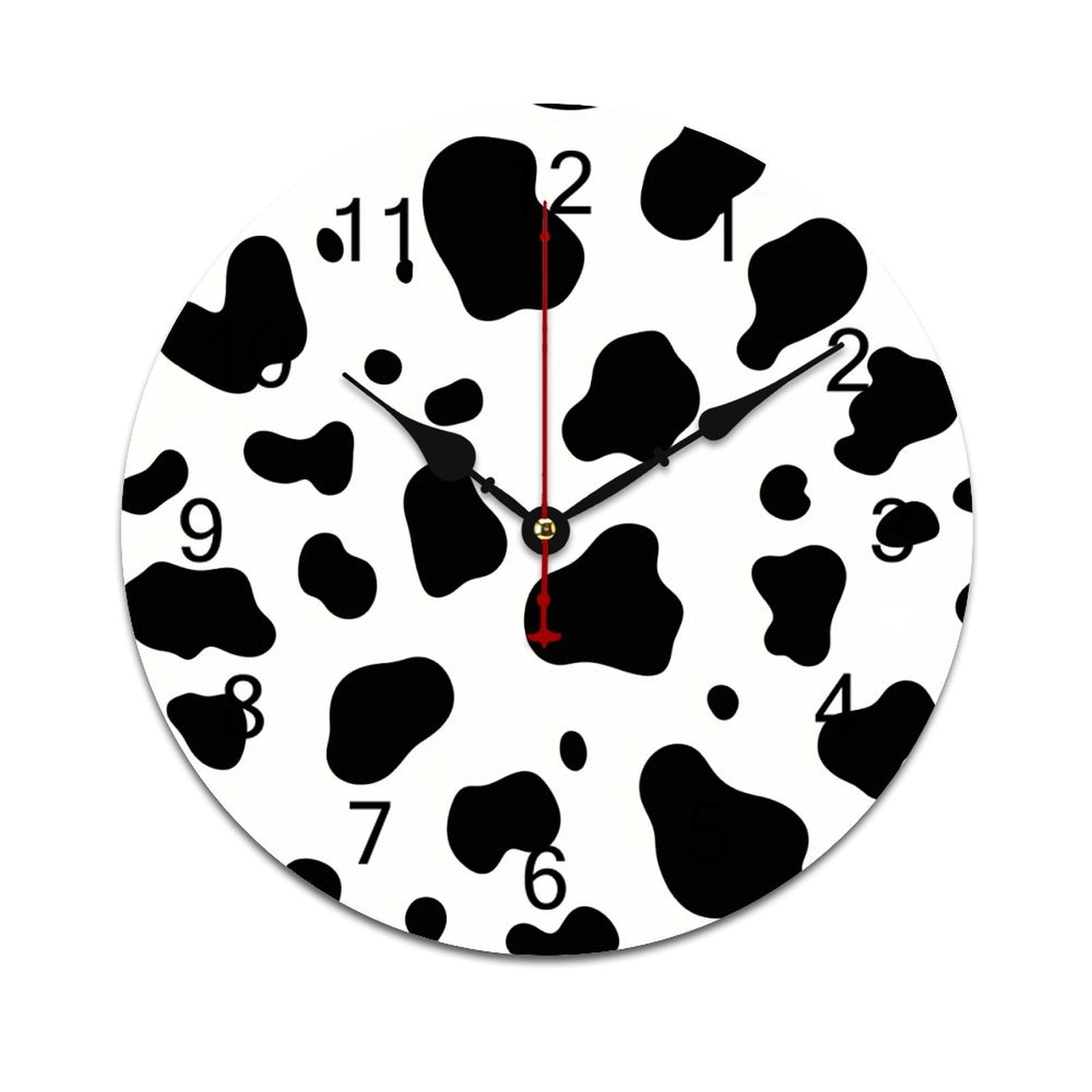 Cow Print Word Saying Big Wall Clock Home Decor Art Watch Living Room ...