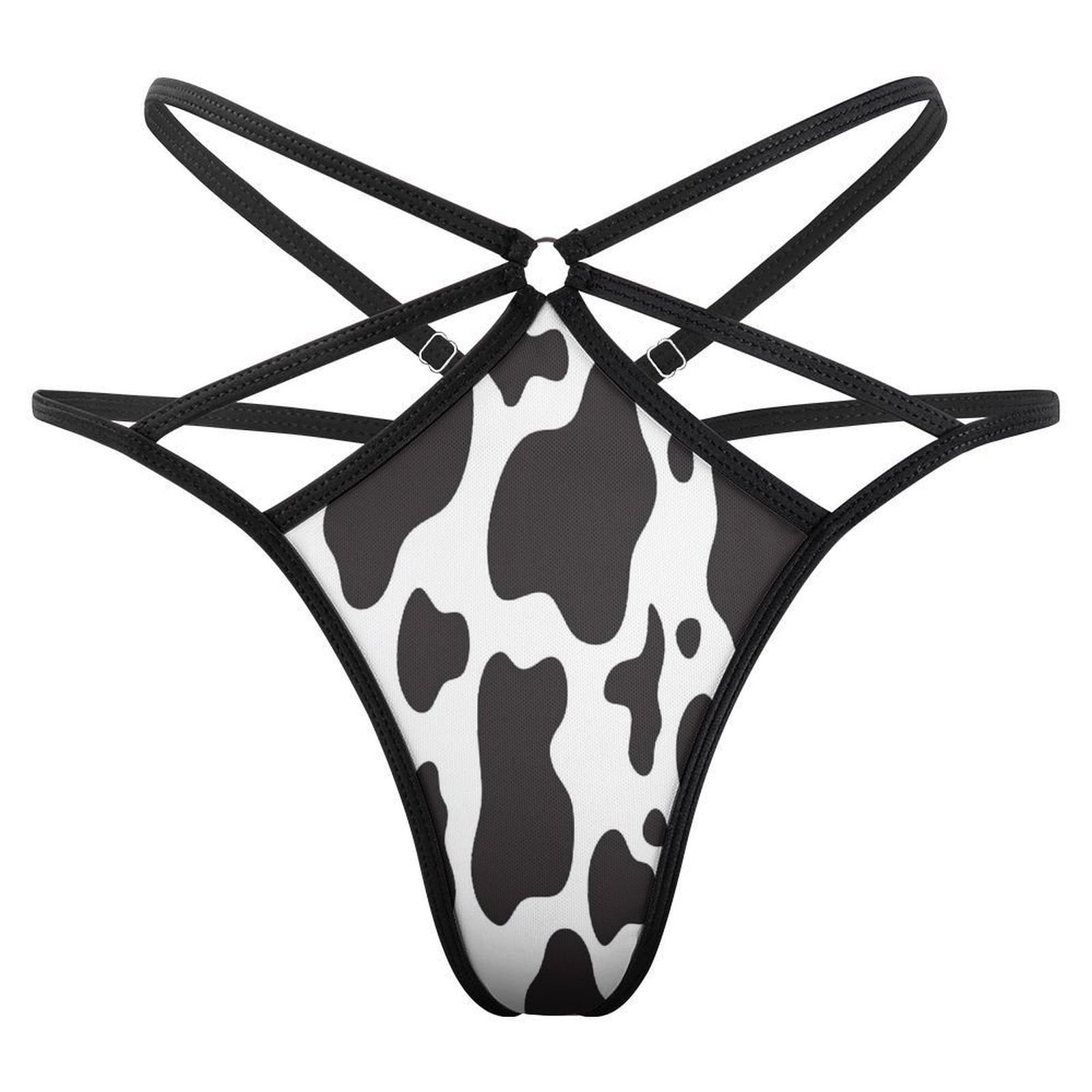 Cow Print Open Type Women's Panties Crotch Opening G-strings Thongs ...