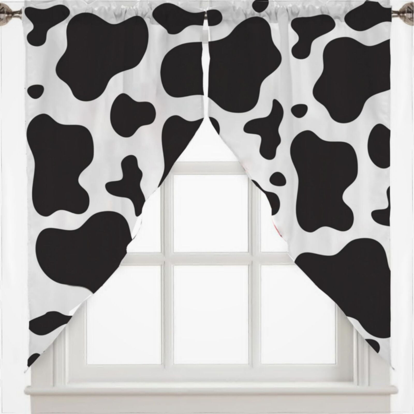 Cow Print Swag Valances For Windows 2 Pack For Kitchen Living Room ...