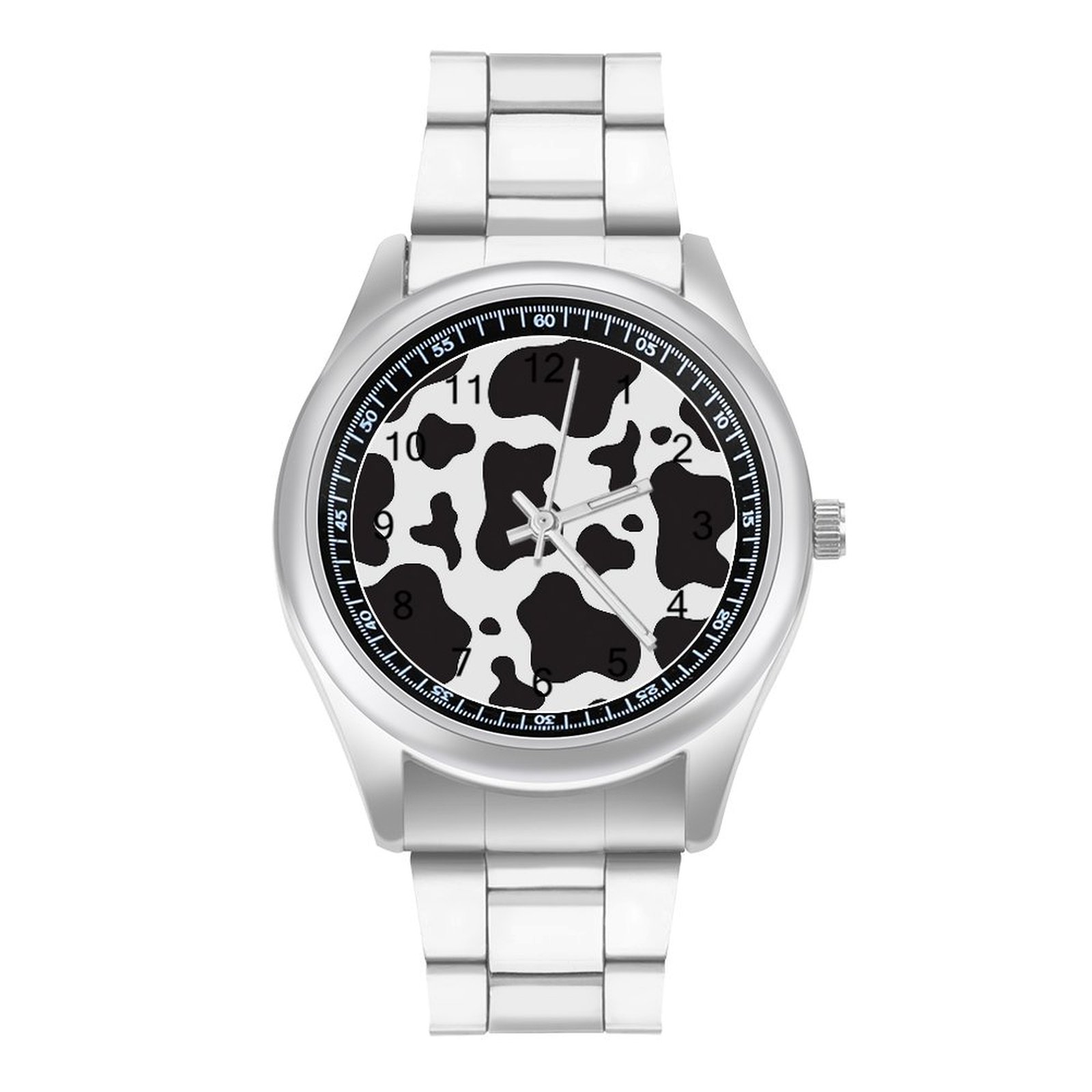 Cow Print Wrist Watches for Men Metal Band Watch Fashion Three-Hand ...