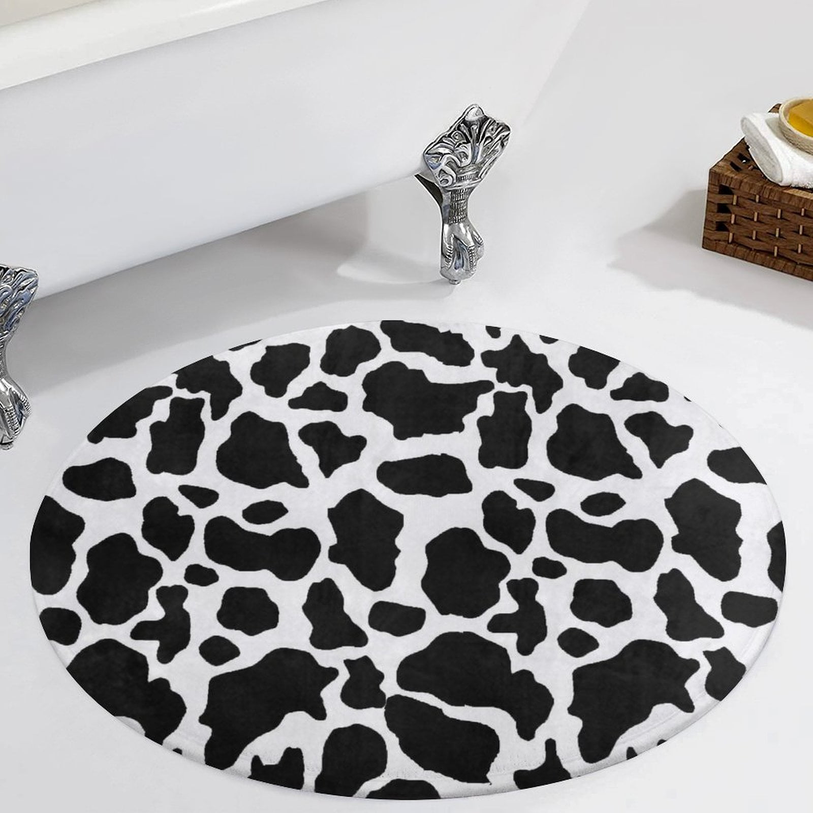 Cow Print black White Round Carpet Circle Rug Outdoor Patio Area Rug ...